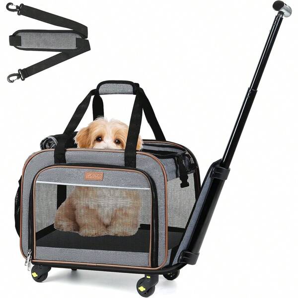 Lekebobor Dog Carrier With Wheels Rolling Pet Carrier Cat Carrier Airline Approved,Wheeled Pet ...