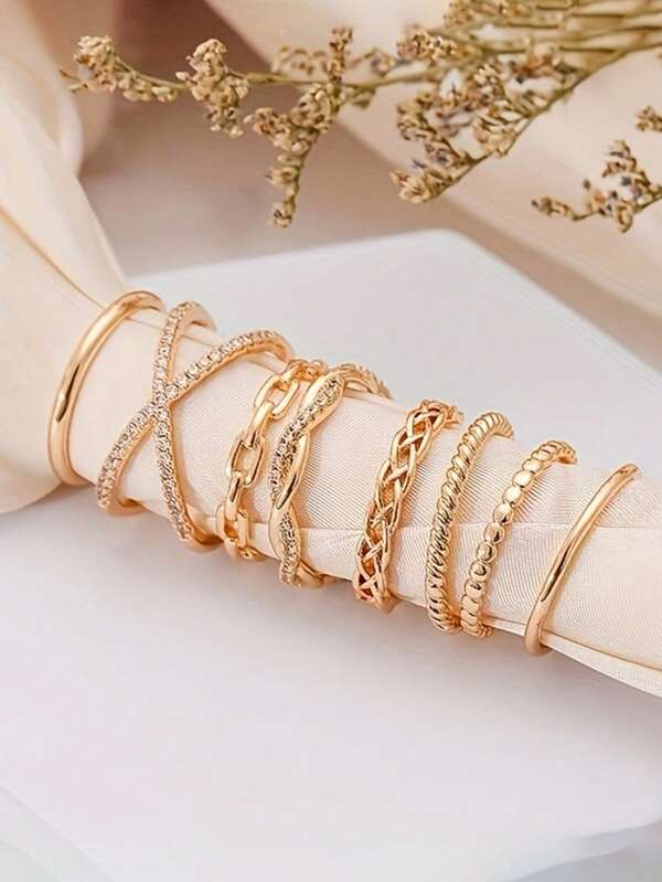 1 Set Women's Stackable Gold Rings With 5-13 Different Sizes, Perfect ...