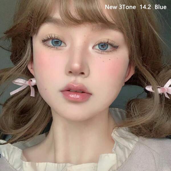 New 3-tone Blue Classic Pattern Full Eye Colored Contact Lenses For ...