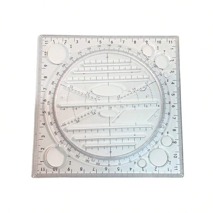 1pc Multifunctional Drawing Template Ruler Tool Set With Circle And ...