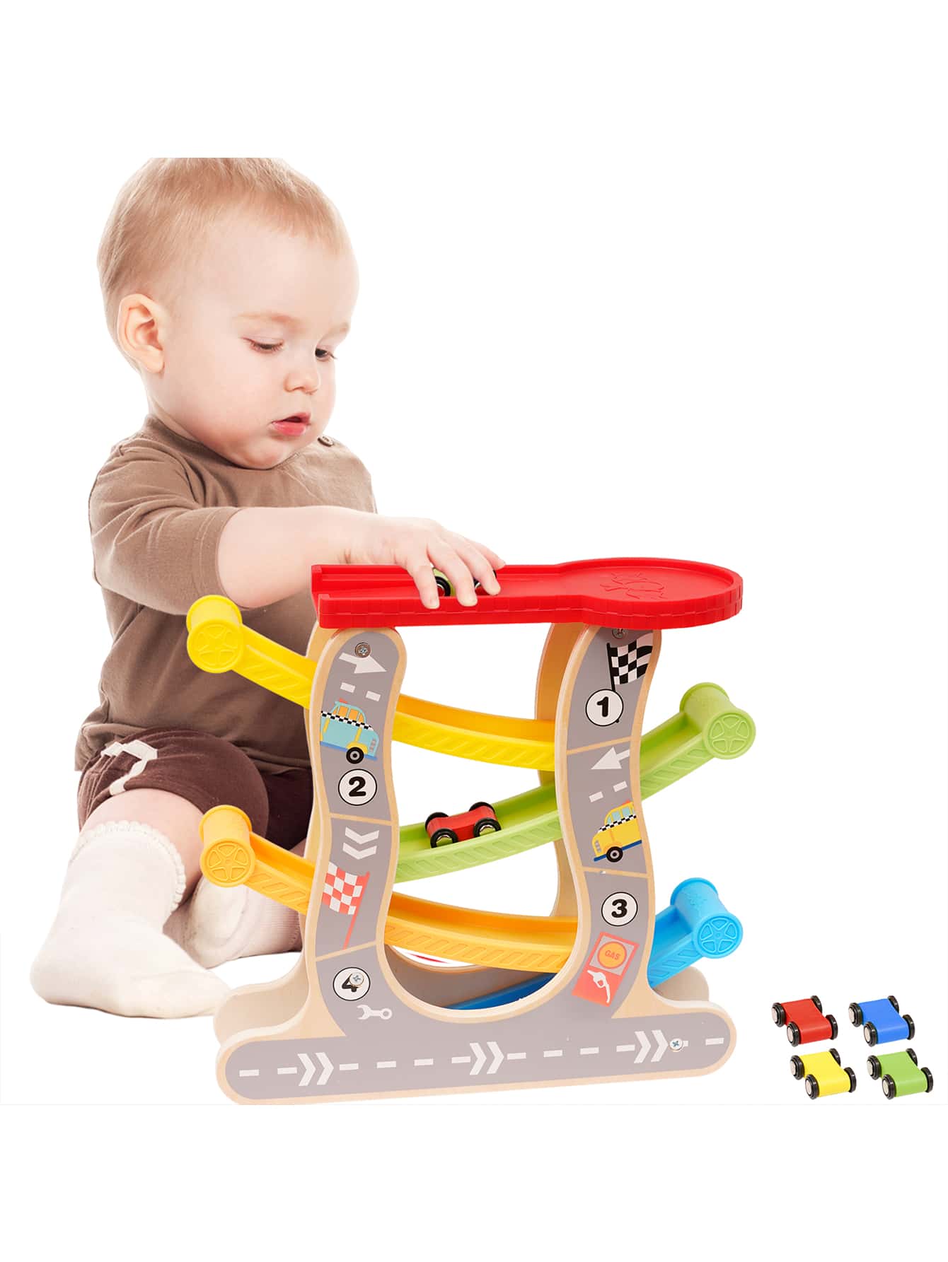 Valentine's Day Wooden Car Ramp Racer Toy Vehicle Set With 4 Tier ...