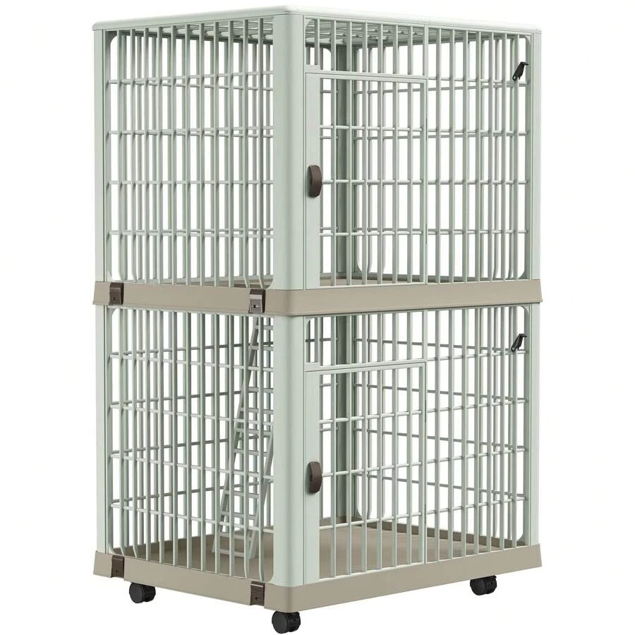 Homnibu 41'' 2-Tier Cat Cage Cat Crate With Door Locks And Bottom ...