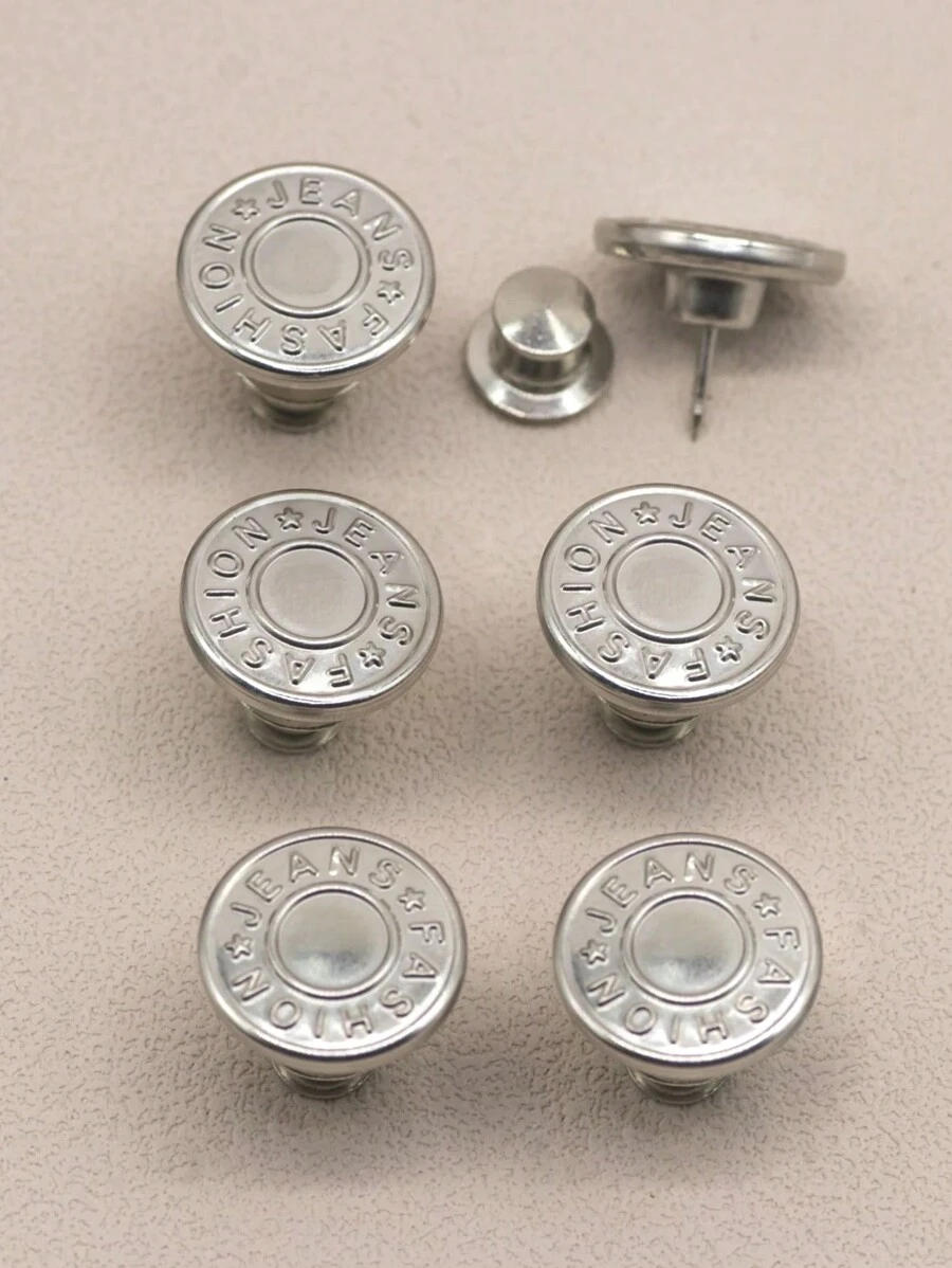 6pcs Combination Set No-Drill Adjustable Waist Button For Jeans, Metal ...