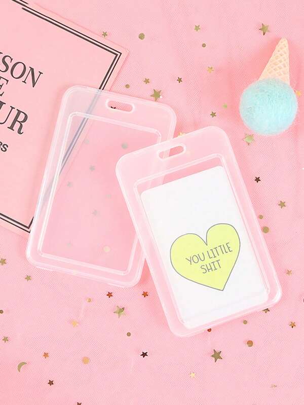 Transparent Card Holder Student Bus Card Cover Retractable Badge Holder ...