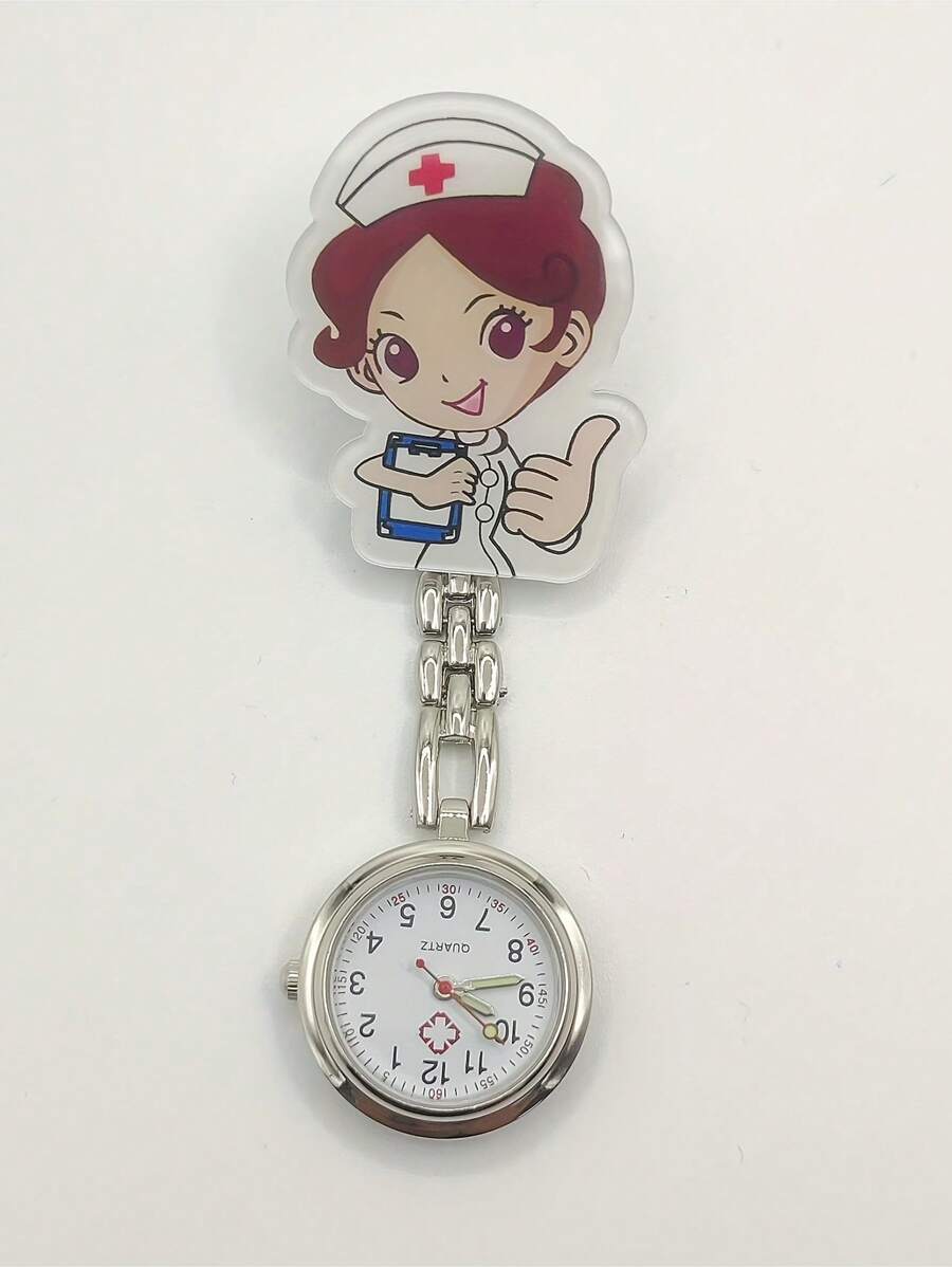 Cartoon Nurse Brooch Fob Watch With Night Light And Smiling Cartoon ...