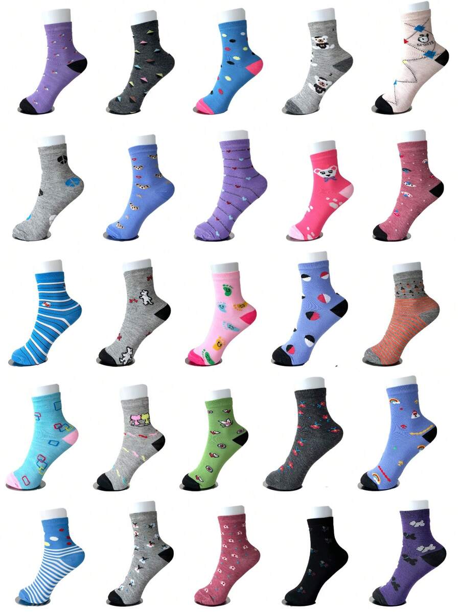 10pairs Random Delivery Mid-calf Socks, Spring/summer Cartoon Comic ...