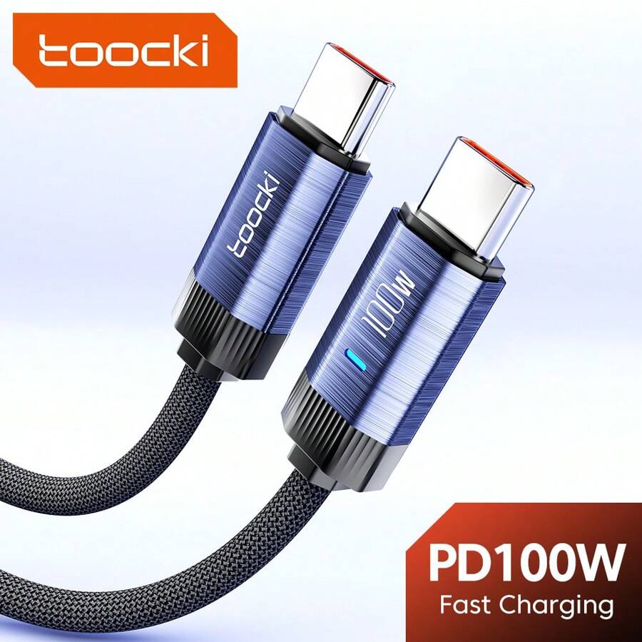 Cable USB C a USB C Toocki 100W PD3.1 100W Carga rápida 5A Tipo C a Tipo C Cable cargador ...