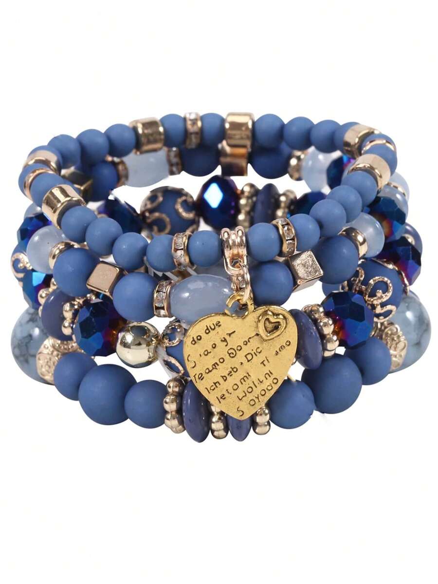 Bohemian Style Multilayer Beaded Elastic Bracelet | SHEIN USA