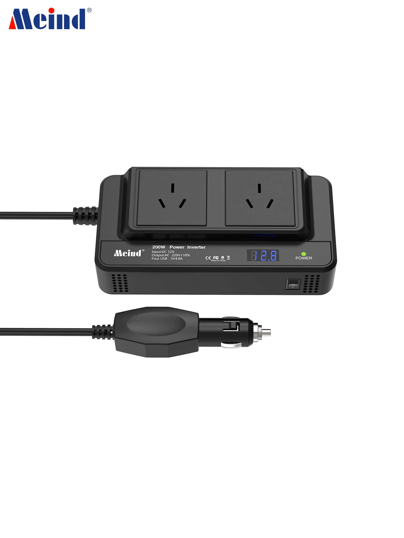 Black 200w Car Power Inverter 12v To 220v With 2 Australian Standard ...