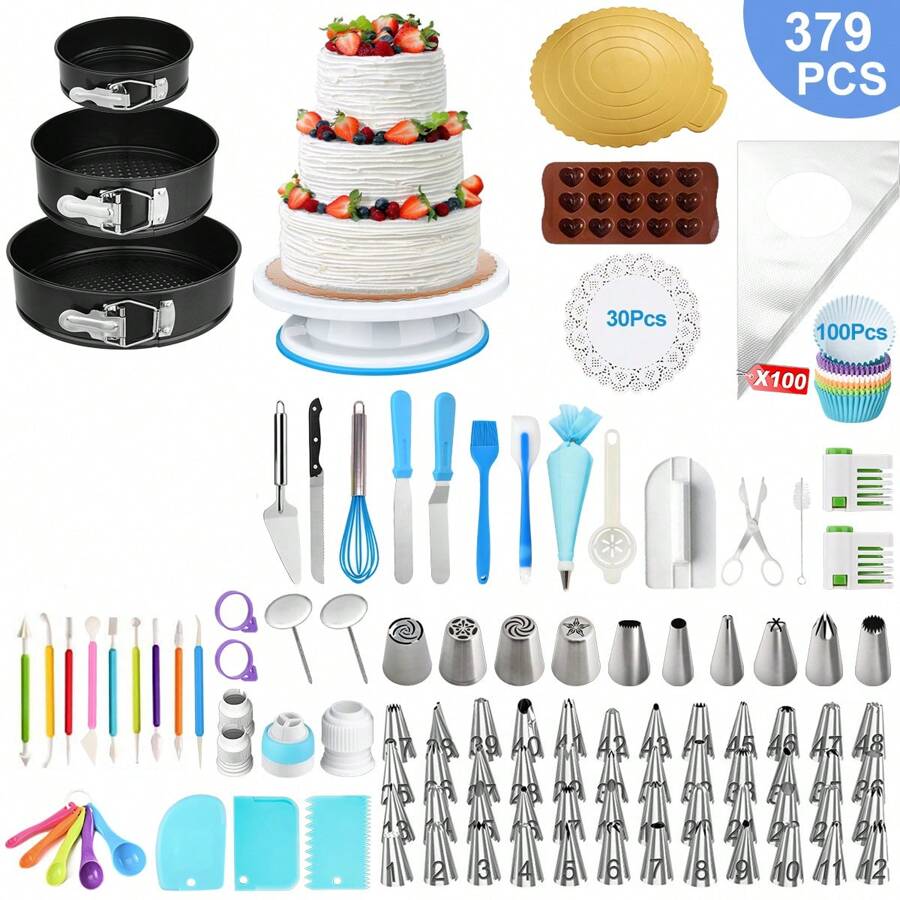 RAFOW 379Pcs Cake Decorating Kit With Baking Supplies - Cake Decoration ...