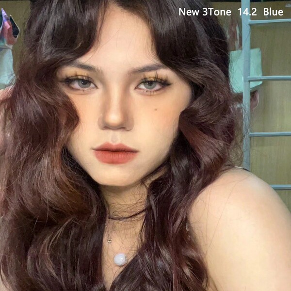 New 3-tone Blue Classic Pattern Full Eye Colored Contact Lenses For ...