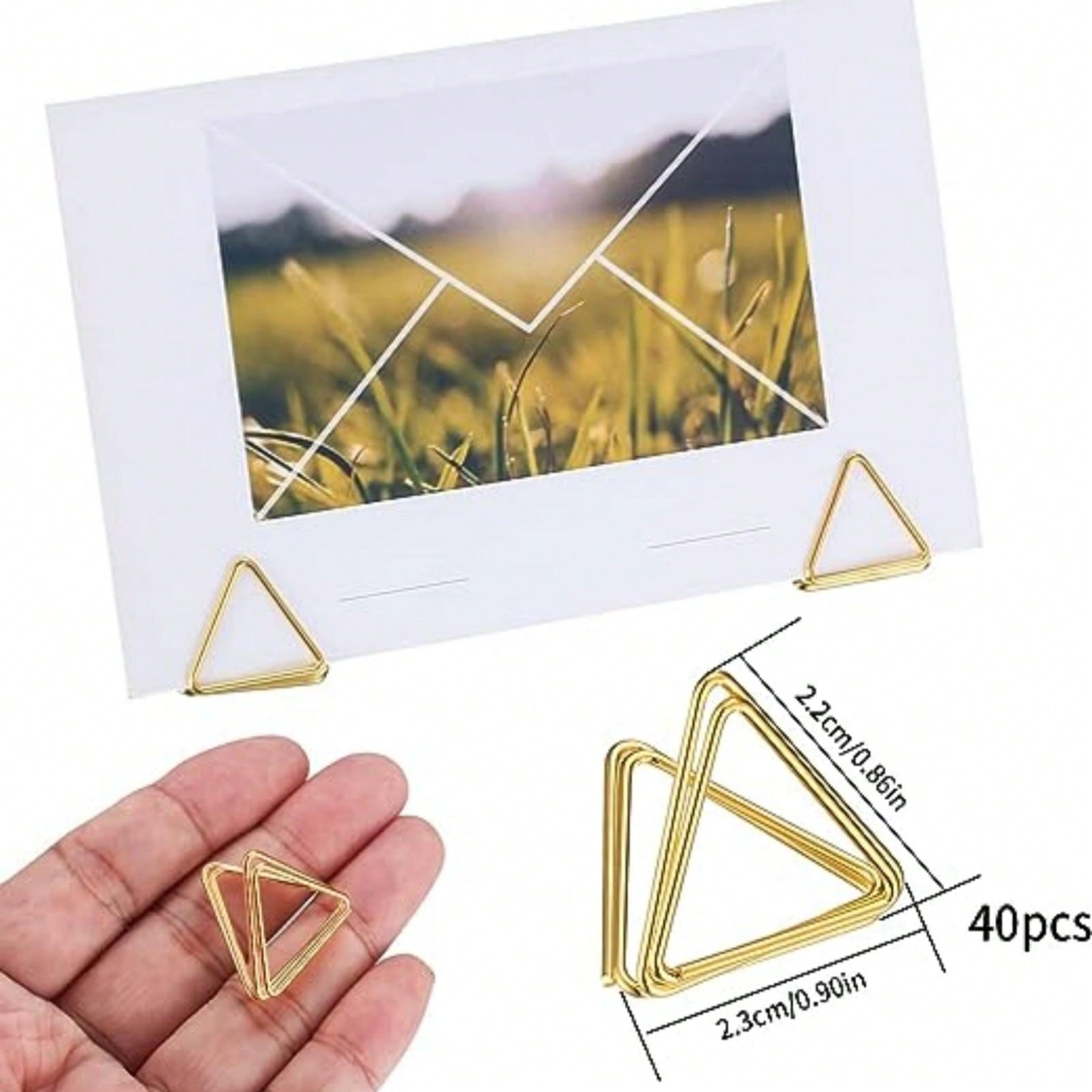 40 Pcs Triangle40 Pcs Triangle Place Card Holders, Mini Gold Table ...