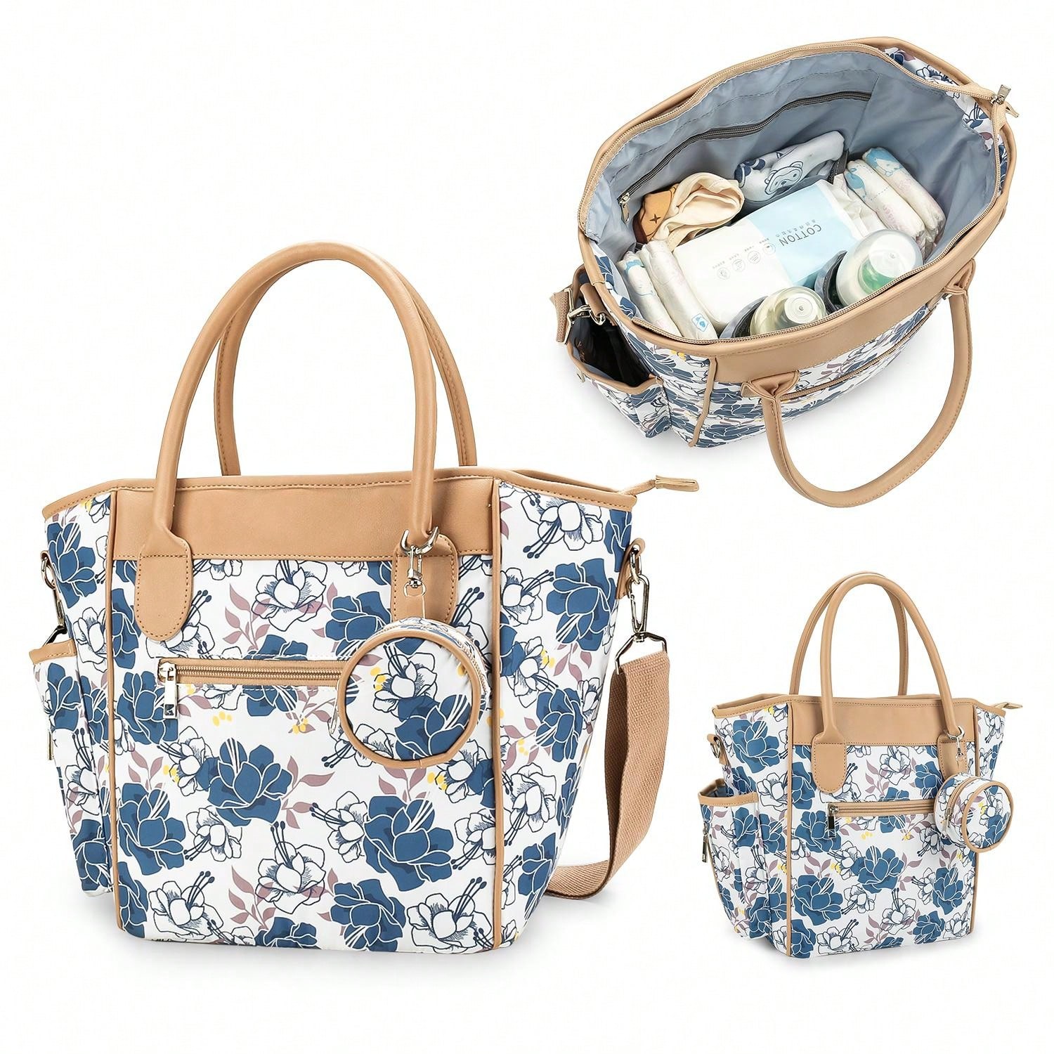 Printed Multifunctional Diaper Bag, Shoulder & Crossbody, Mommy Travel ...