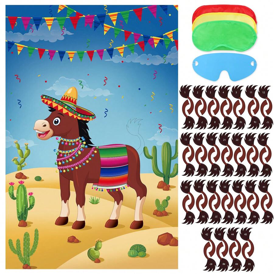 Gioco della Pignatta con 50 Pezzi di Code, cartellone Grande di Gioco ...