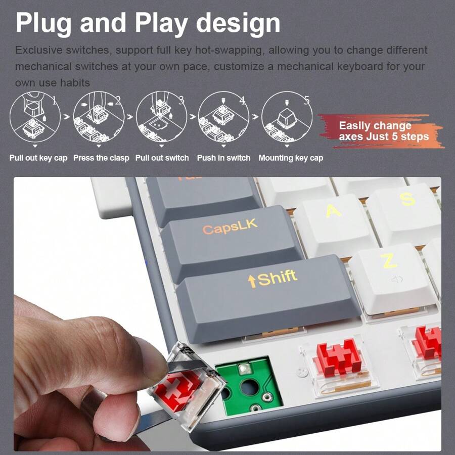 E-YOOSO A68 RGB Mini Slim USB Wired Mechanical Gaming Keyboard Red ...