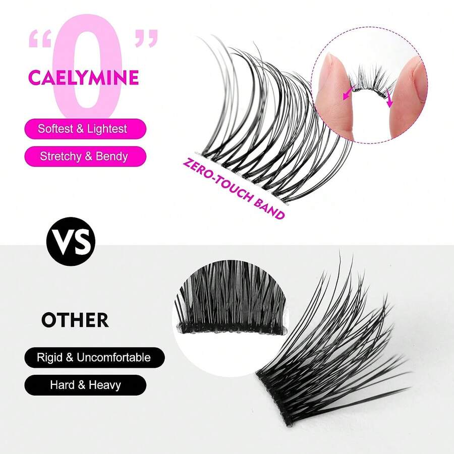Lash Clusters Kit CAELYMINE DIY Lash Extension Kit For Beginners, 3-Step-Used Cluster Lashes Kit ...