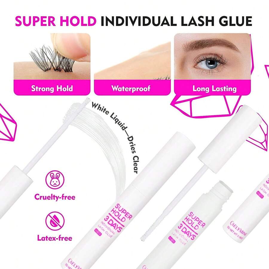 Lash Clusters Kit CAELYMINE DIY Lash Extension Kit For Beginners, 3-Step-Used Cluster Lashes Kit ...