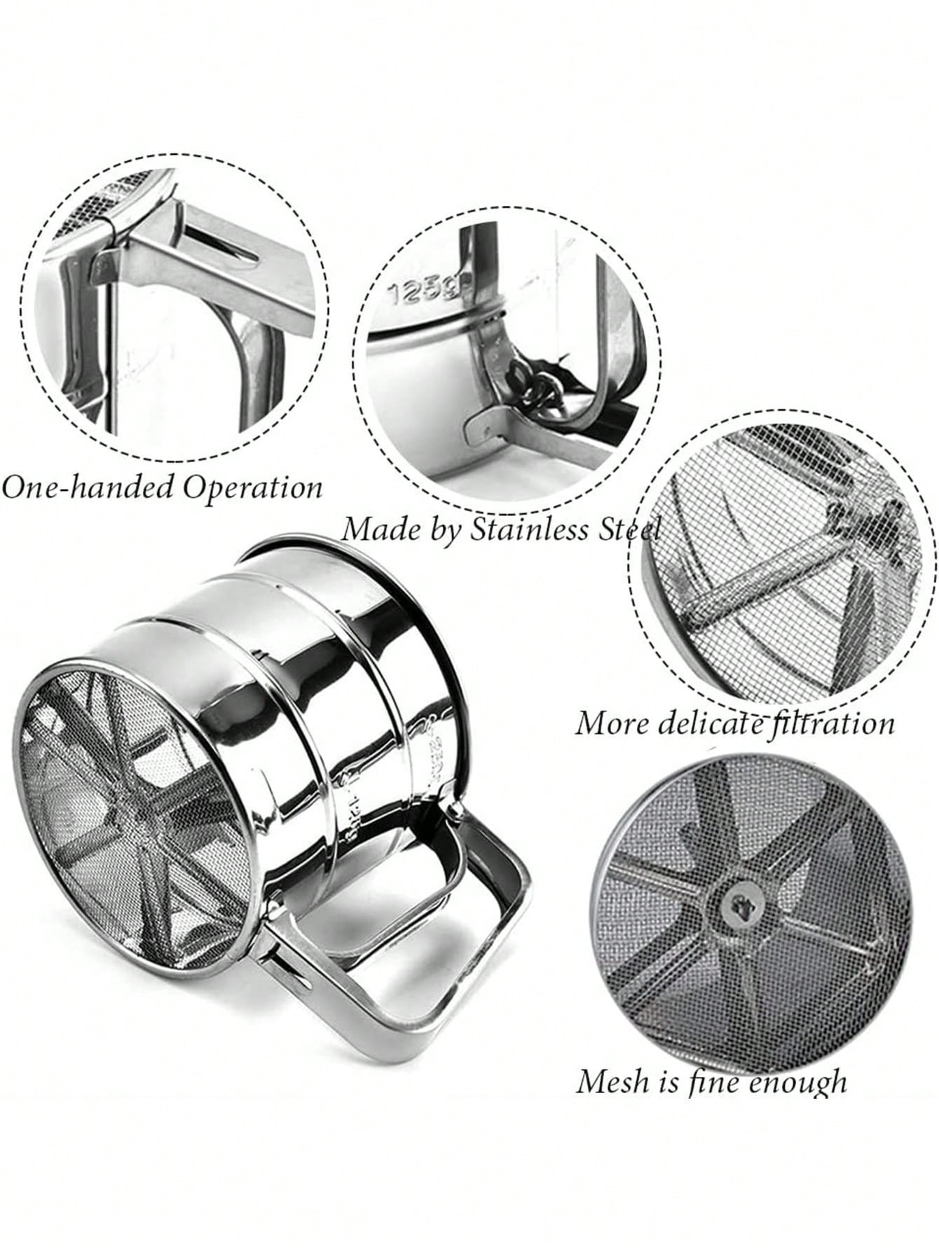 1PC Stainless Steel Flour Sieve, Flour And Sugar Mesh Sieve Shaking ...