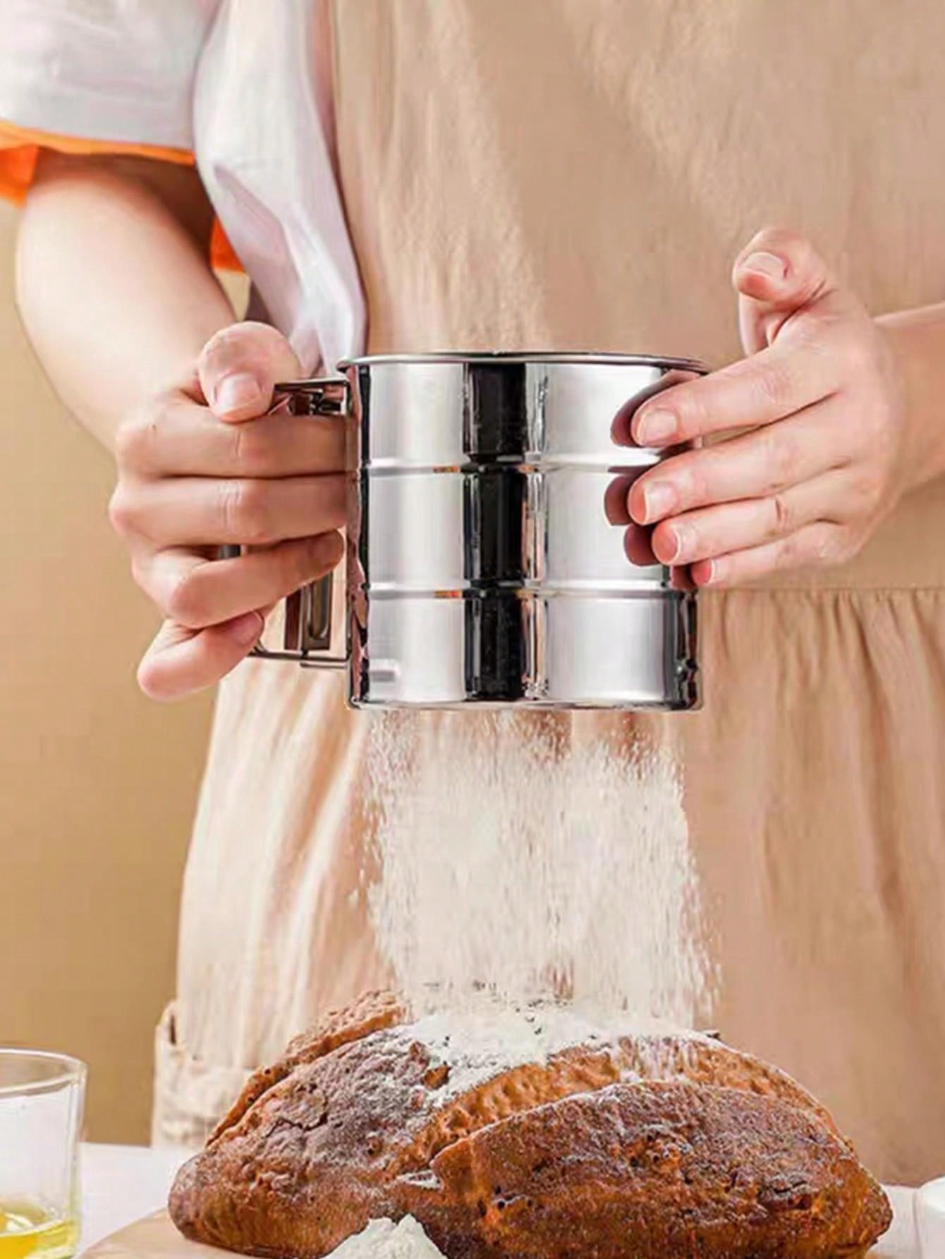 1PC Stainless Steel Flour Sieve, Flour And Sugar Mesh Sieve Shaking ...