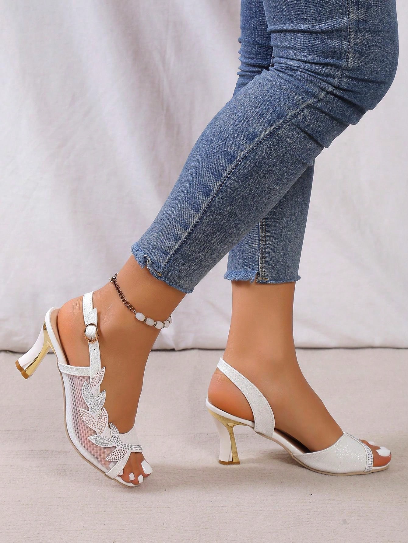 da donna mesh Tacchi alti Sandali , alla moda con apertura frontale ...