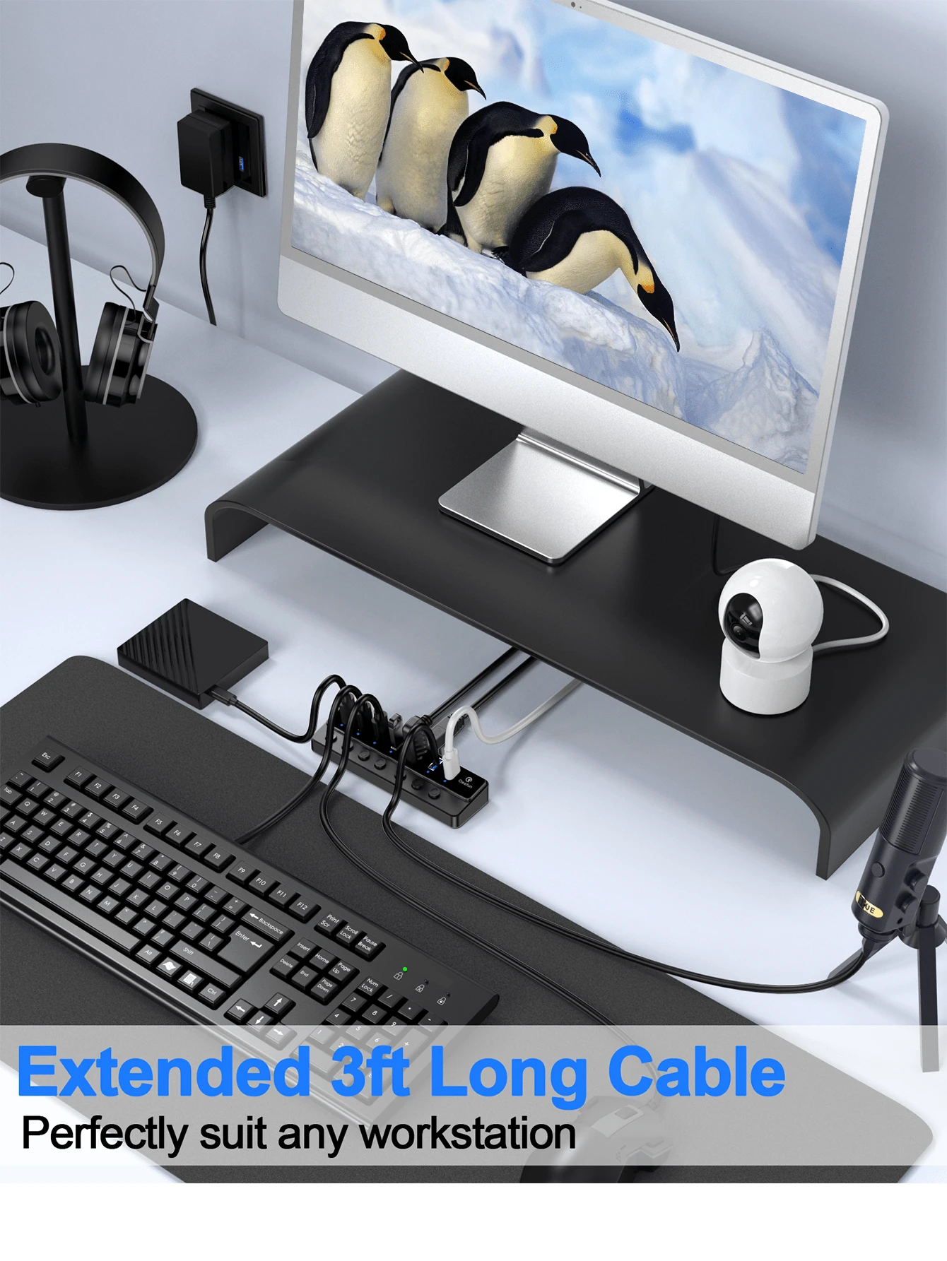 7-Port USB 3.0 Hub, Aceele 3.0 Powered, USB Adapter USB Extender USB ...