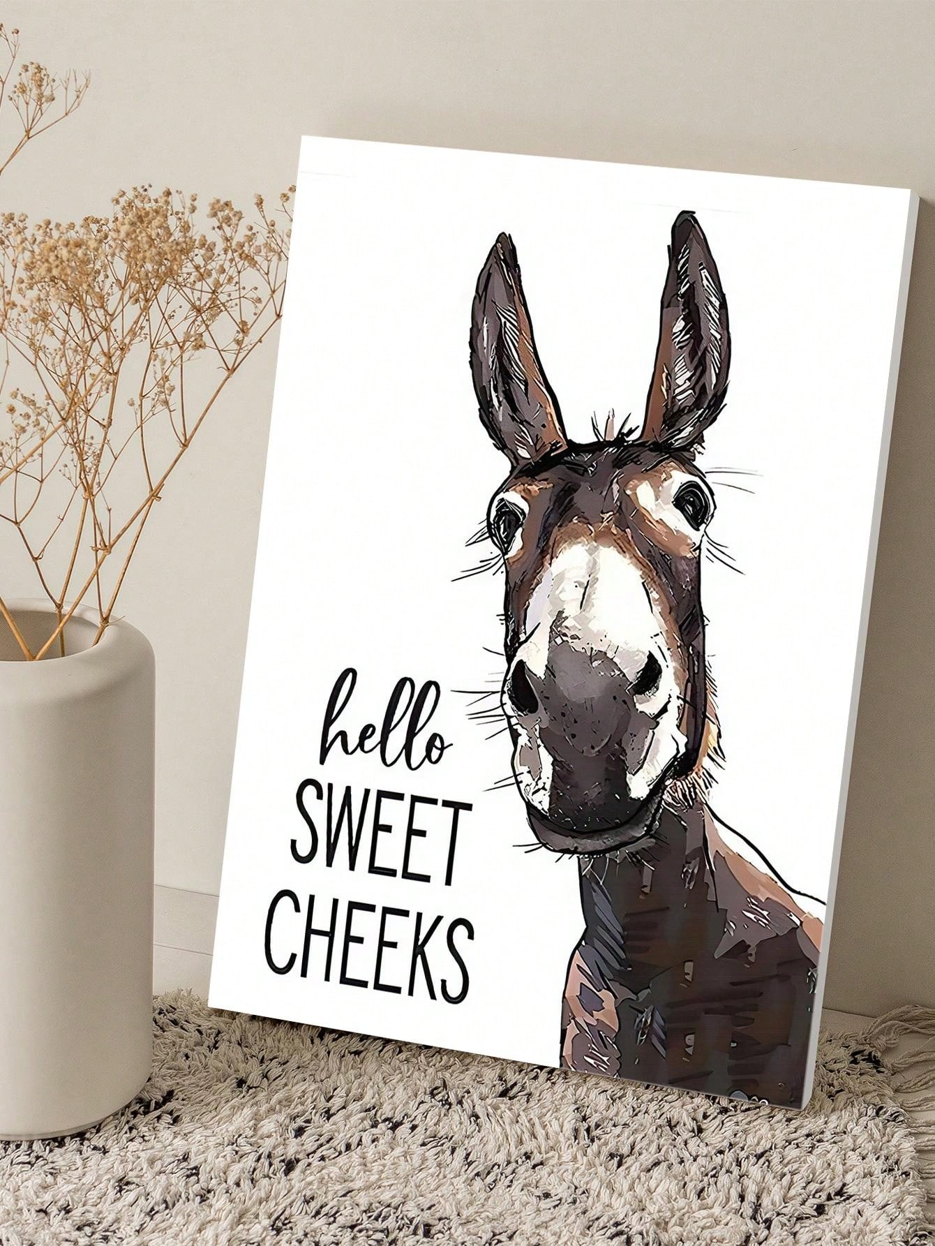 1 Pc Funny Canvas Wall Art Poster Cartoon Donkey Sweet Cheek Print Wall ...