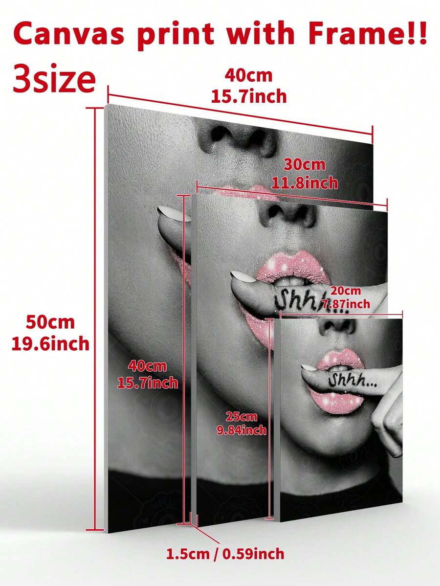 1 Pc Black and Pink Fashion Sparkling Women Wall Art Prints Modern ...