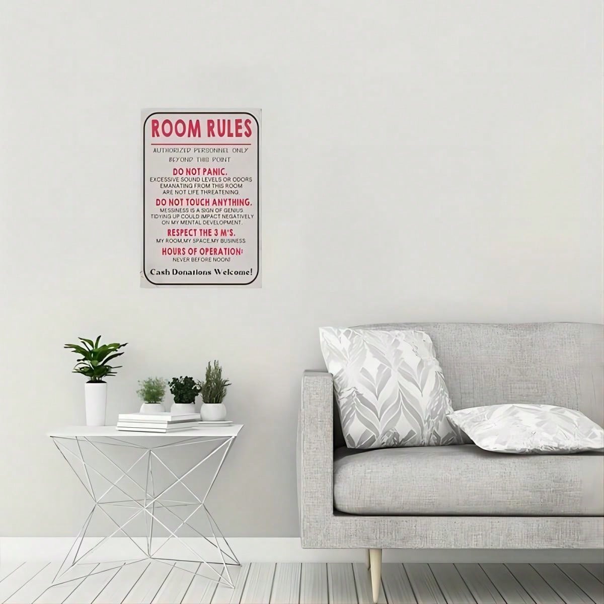 1 pc, Funny Metal Tin Signs, Room Rules Sign For Teen Girls Boy Bedroom ...