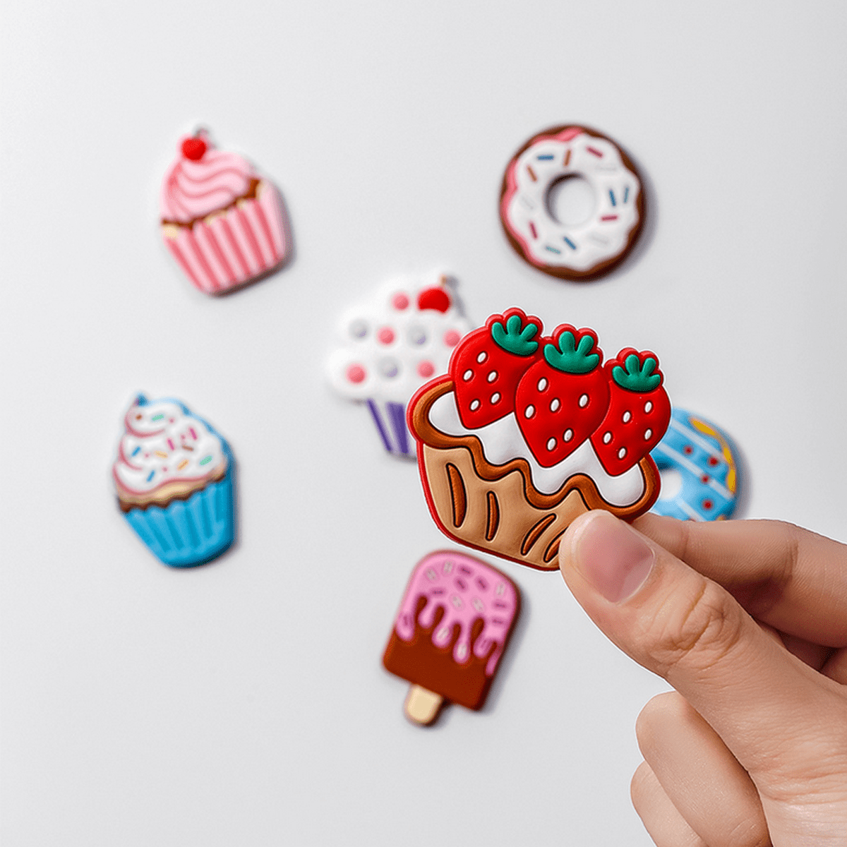 7pcs/ set (6 refrigerator magnets +1 sticky note paper) Cute cake shape ...