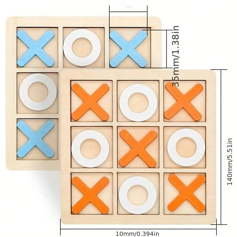 Wooden Tic Tac Toe Set - Wood XOXO Board Game (Naughts and Crosses ...