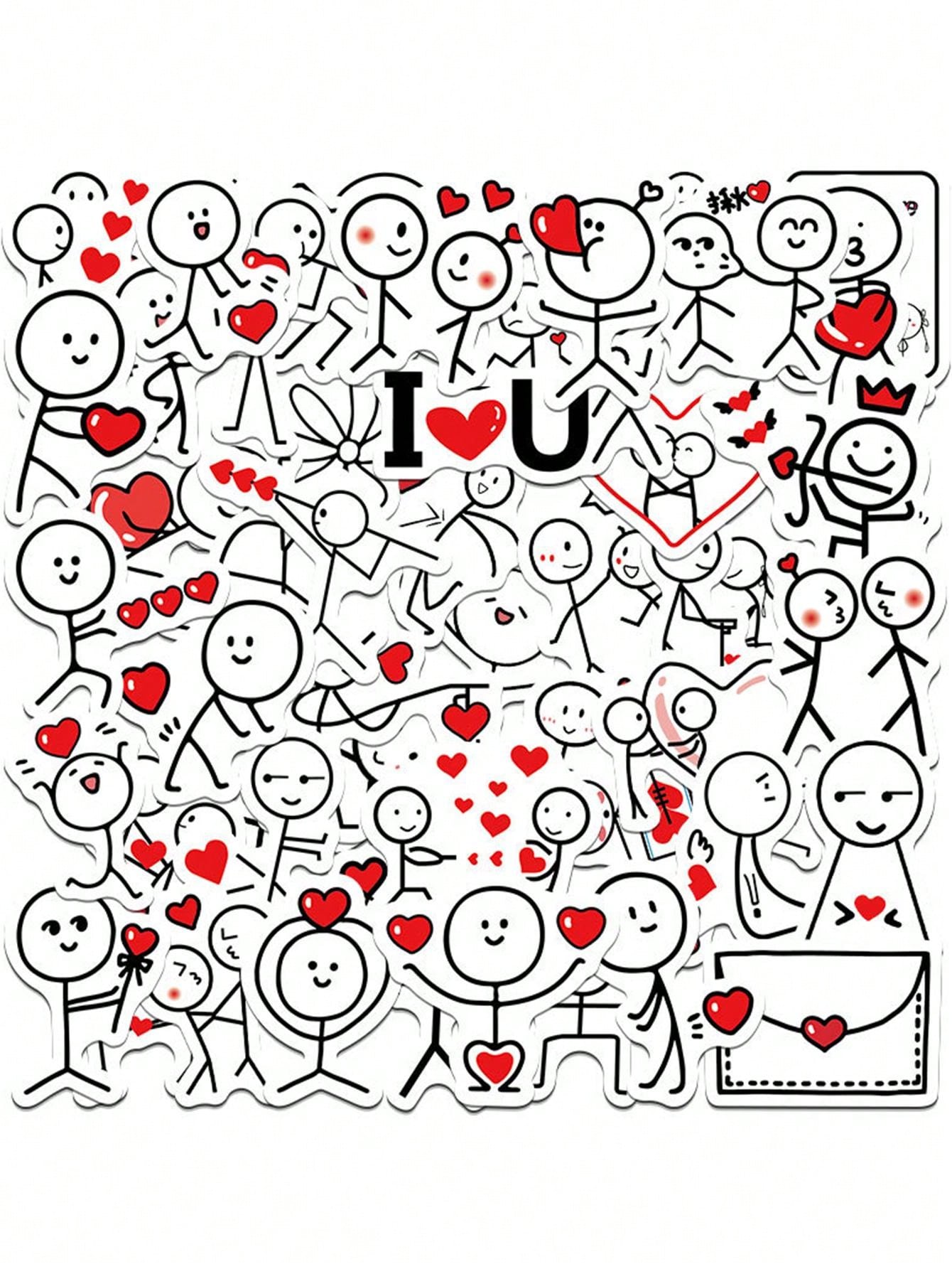 50 Cartoon Stickman Graffiti Stickers Laptop Guitar Skateboard Water ...