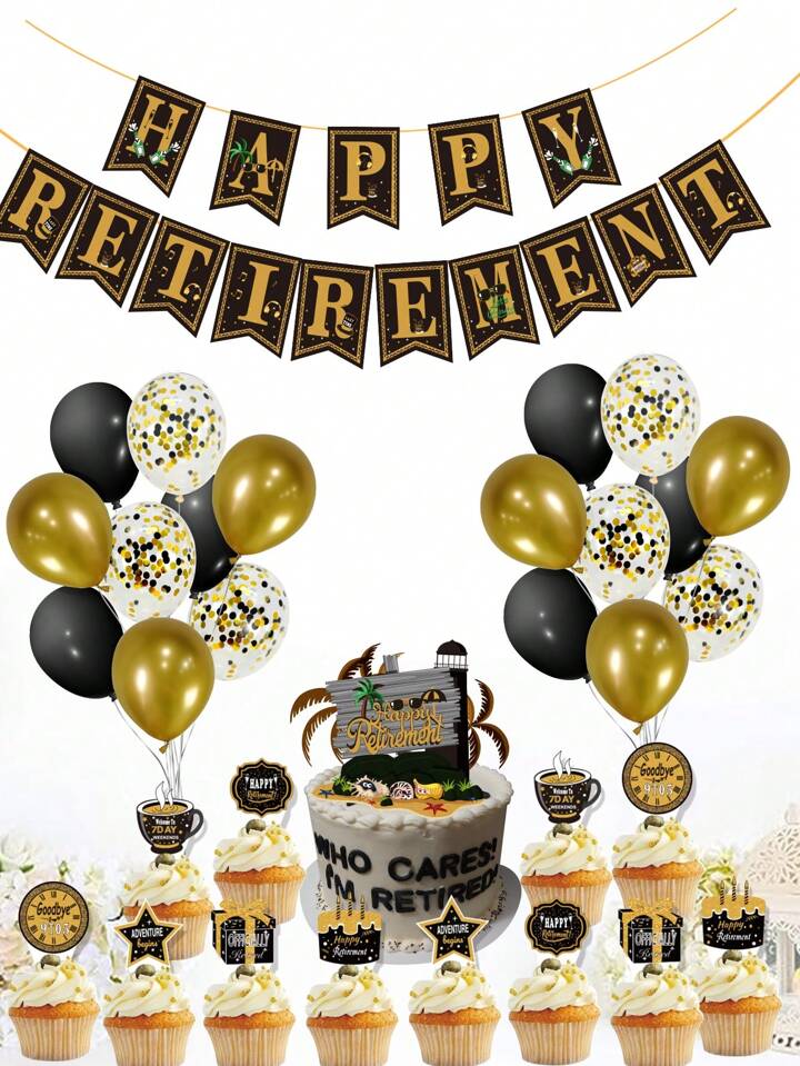 Gold Happy Retirement Banner