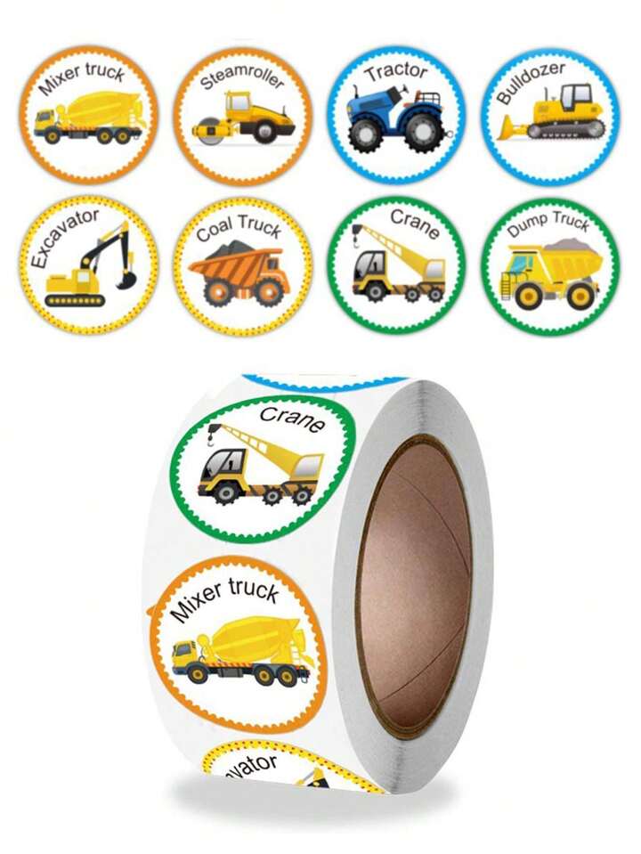 500PCS Construction Truck Stickers for Kids Roll 1 Inch Vehicle Car ...