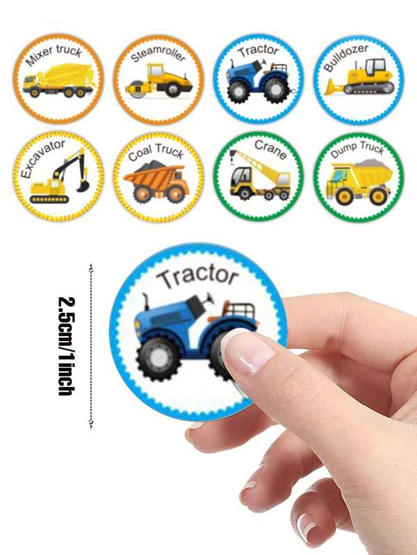 500PCS Construction Truck Stickers for Kids Roll 1 Inch Vehicle Car ...