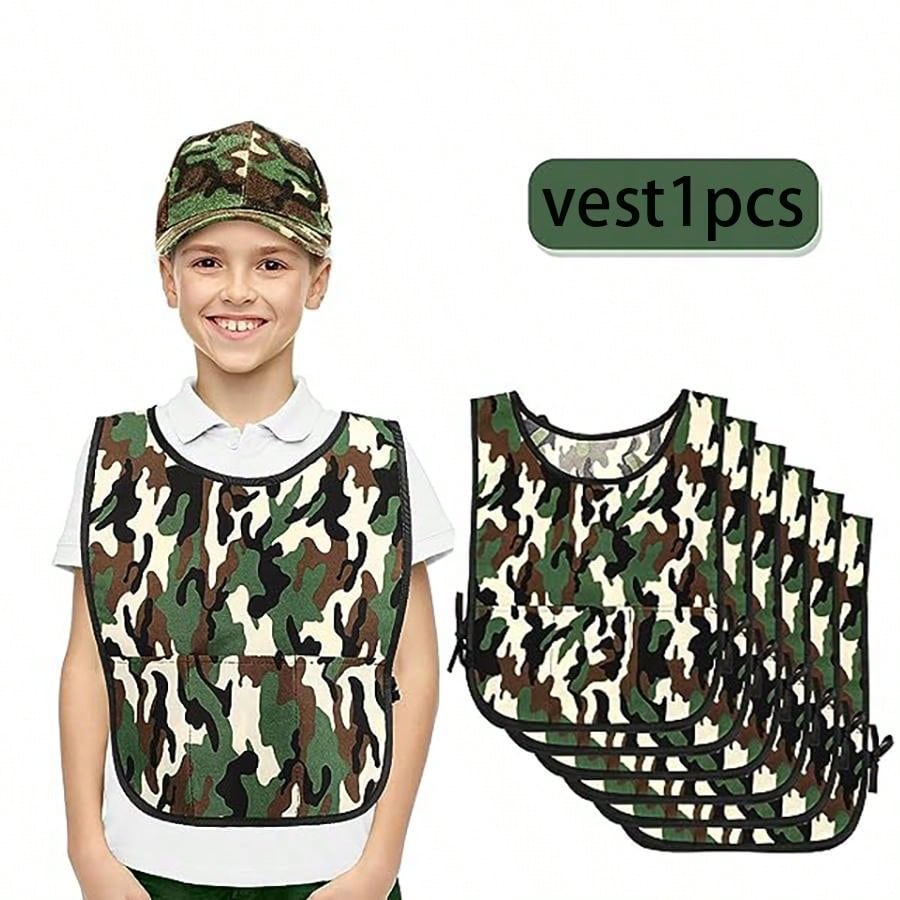 1 Pc Camo Vest Kids Soldier Costume For Kids Birthday Party, Graduation ...