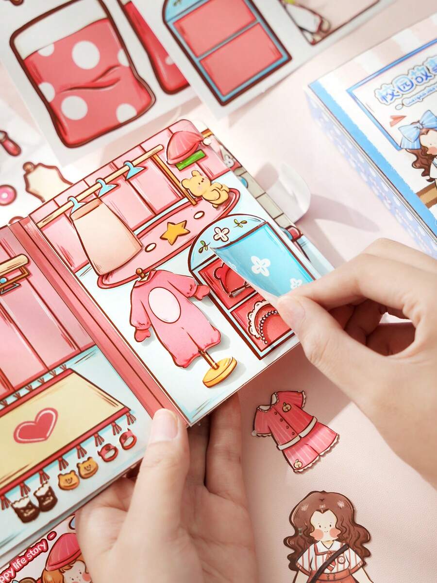 1pc Random Design Cute Cartoon Girl Reading & Gudetama Stickers Book ...