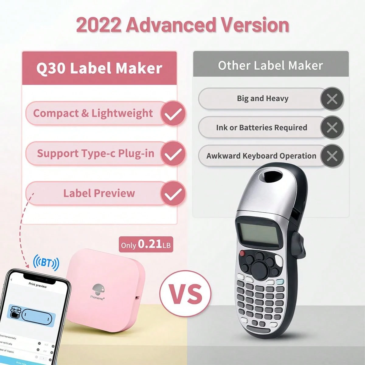 Phomemo Q30 Bluetooth Label Printer Compatible With Ios And Android Portable Mini Label