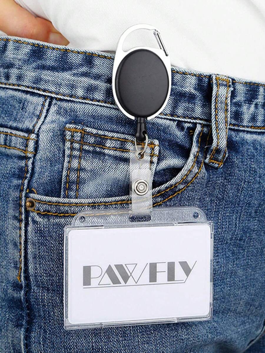 1pc Transparent Id Card Holder With Double Card Slot, Thumb Insertion ...