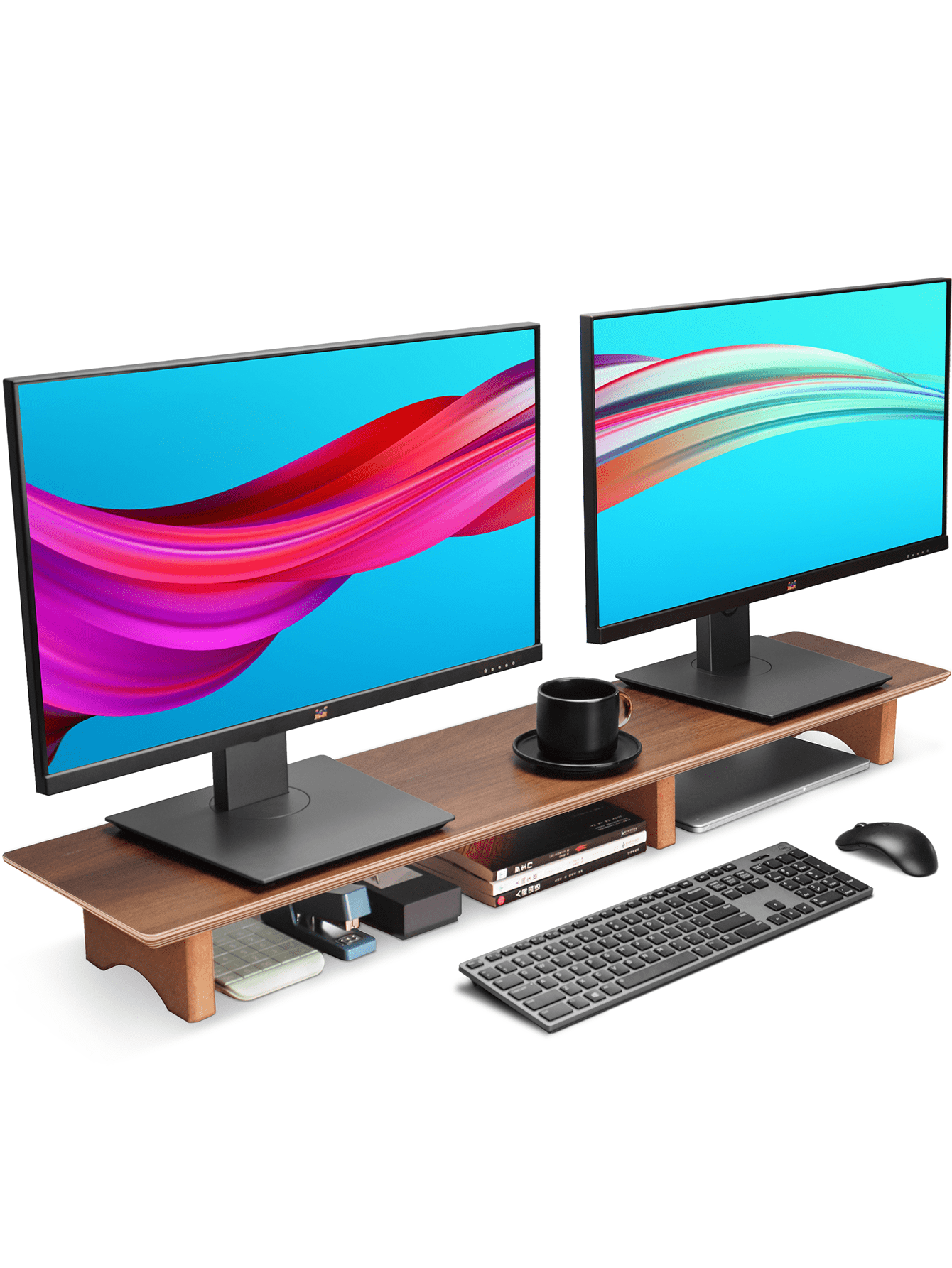 Dual Monitor Stand Monitor Riser, Computer Stand , Solid Wood Desk ...