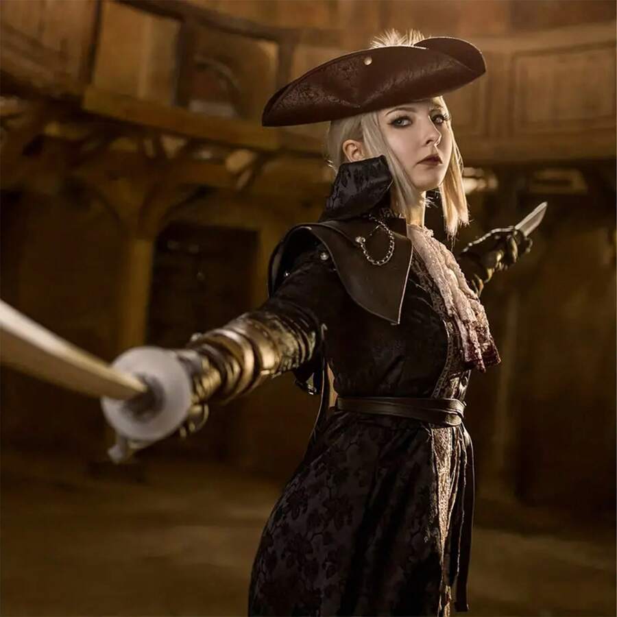 1pc Stage Performance Caribbean Pirate Costume Crackled Structured Hat ...