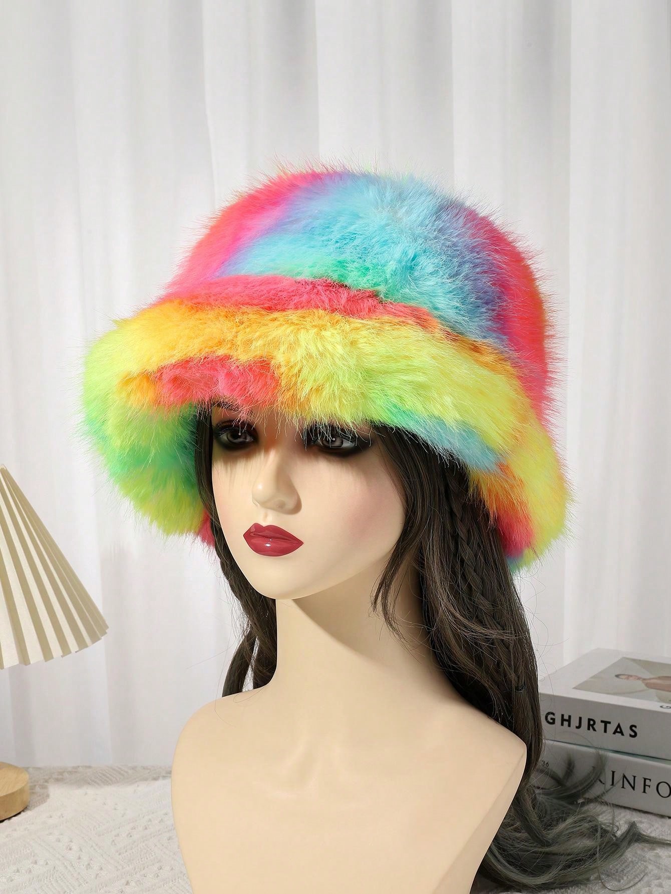 1pc Women's Original Style Y2k Millennium Rainbow Fluffy Collar ...