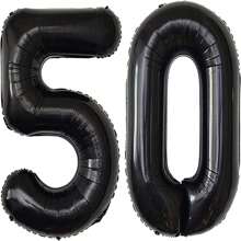 Black Number 50 Balloon - Giant 50 Foil Mylar Polyester Balloon, Great ...