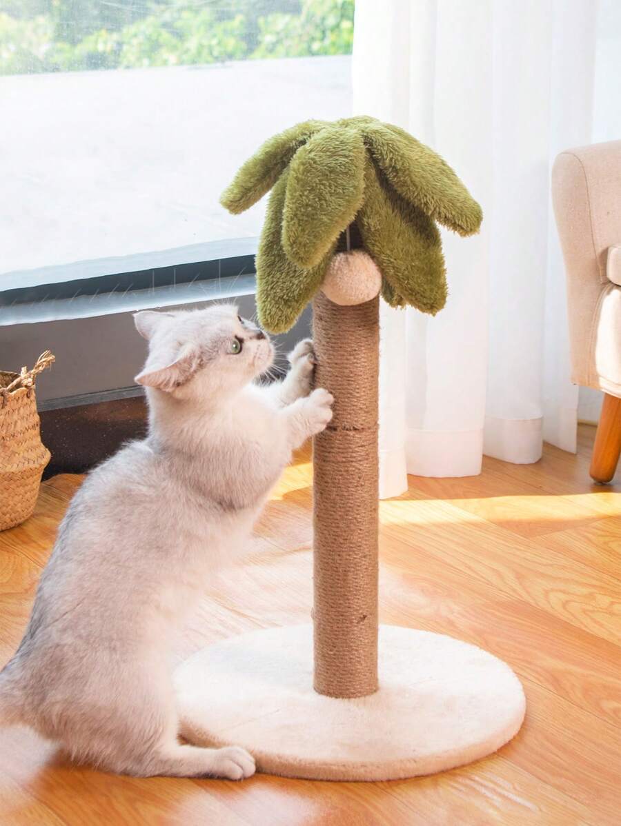 1pc Coconut Tree Shaped Cat Scratching Post, Board, Mat Made Of Linen ...