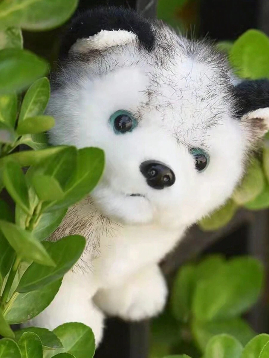 Creative Realistic Husky Plush Toy Stuffed Animal Soft Doll Birthday ...