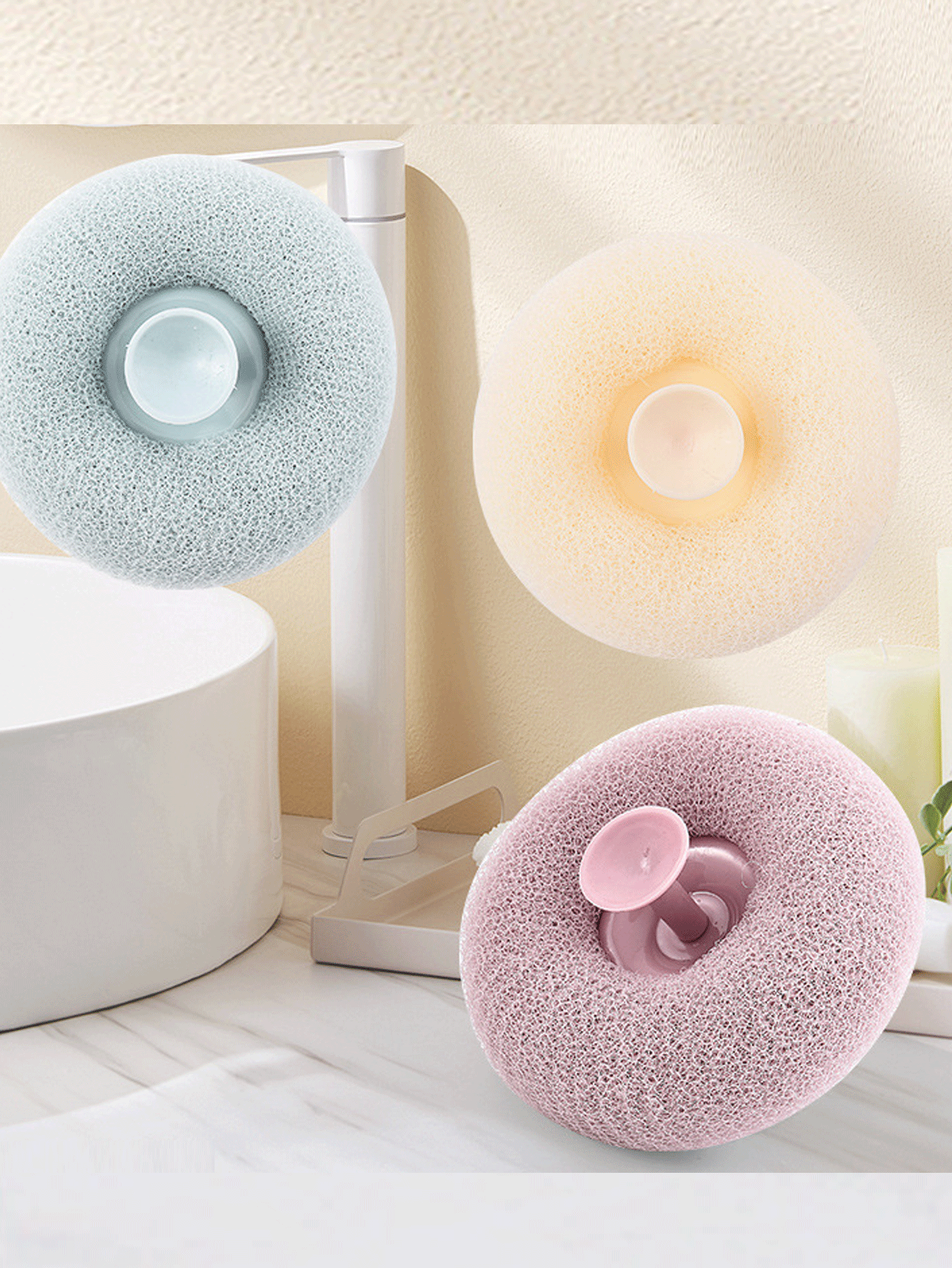 1pc Suction Cup Bath Ball Scrubber, Bath Sponge, Shower Towel, Back ...