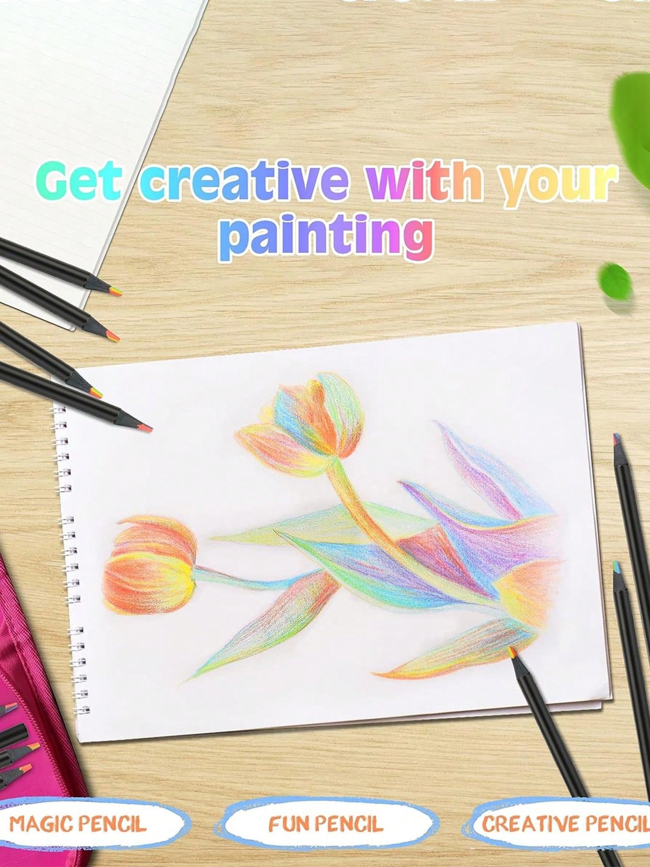 12pcs Rainbow Pencils, Colored Pencils For Adults, Multicolored Pencils ...