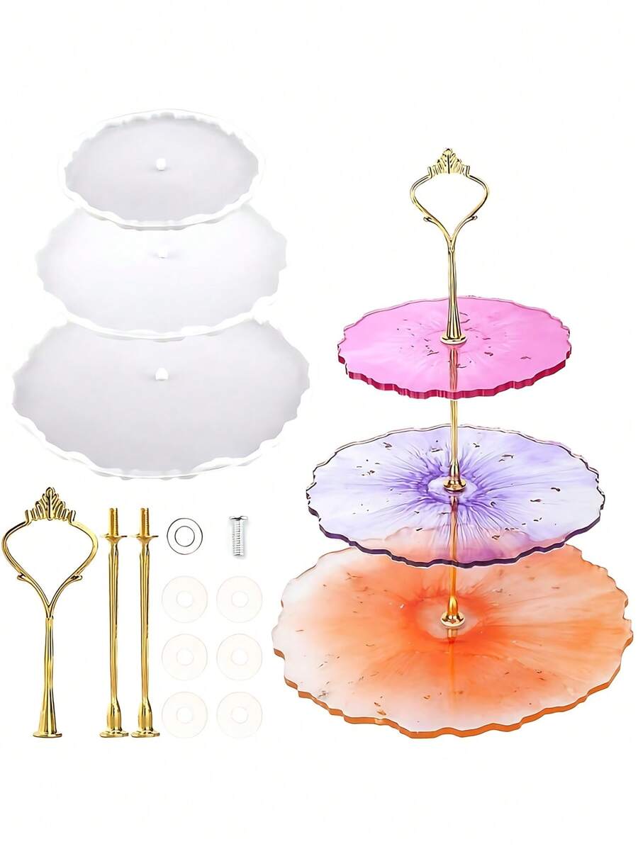 1pc Diy Three Tier Cake Stand Mold With Cup Mat Set For Displaying Cake ...