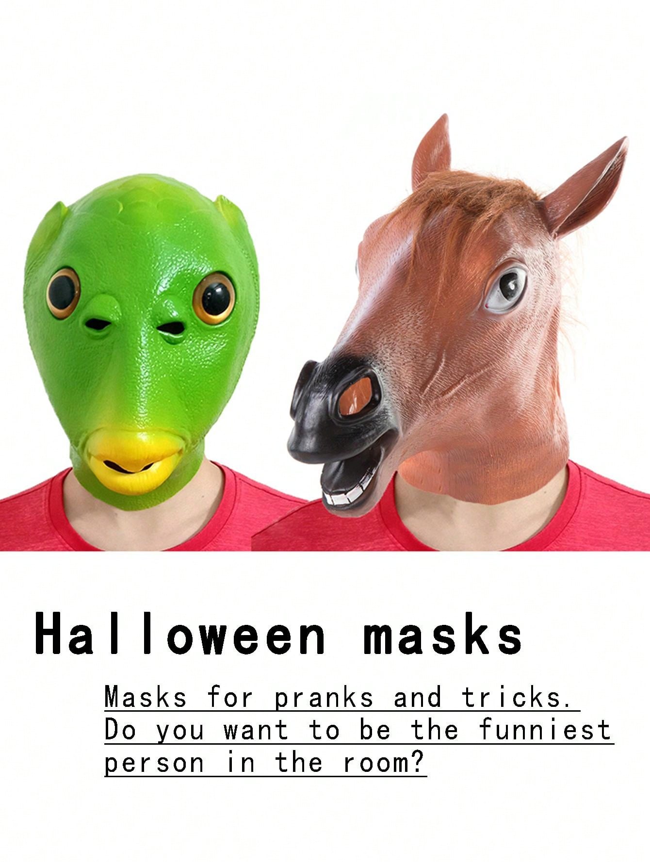 Halloween Paard Hoofd Groen Vis Hoofd Masker , Schattig , Grappig En ...