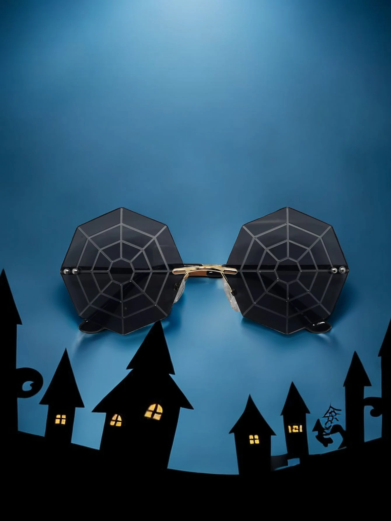 1pc Ladies' Black Spider Web Shaped Fashionable Eyeglasses Suitable For ...