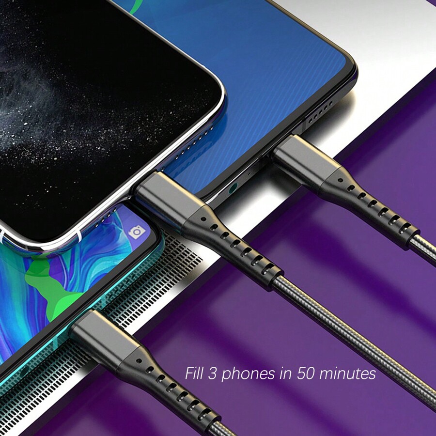 66W Multi USB Charging Cable 3A, 3 in 1 Fast Charger Cord Connector ...